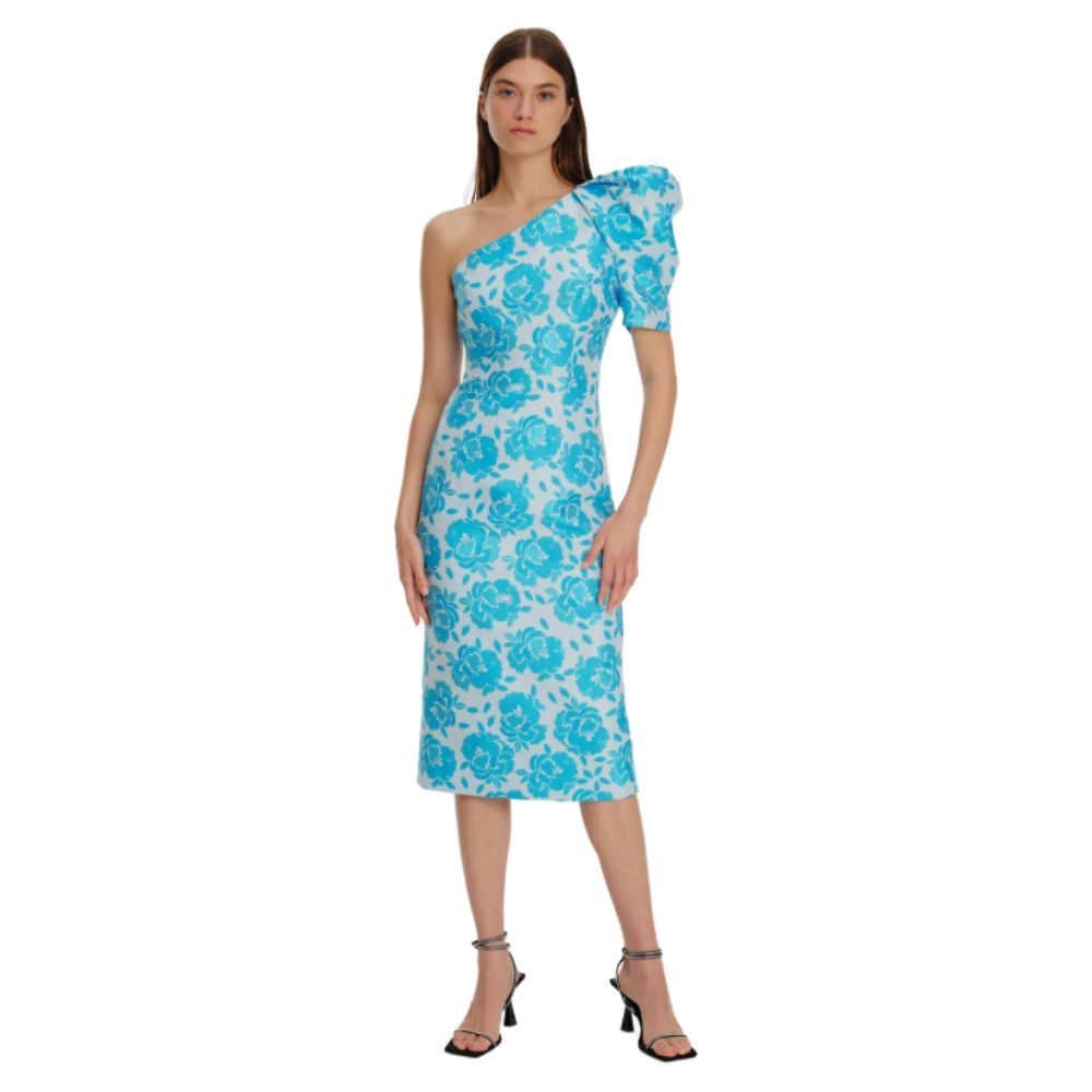 Exquise Patterned One Shoulder Midi Length Dress | Erre Esse Boutique